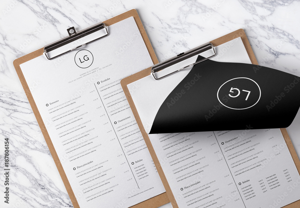 Diseño de menú minimalista Stock Template | Adobe Stock