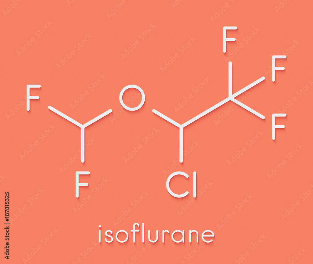 Isoflurane anesthetic drug molecule. Used for inhalational anesthesia ...
