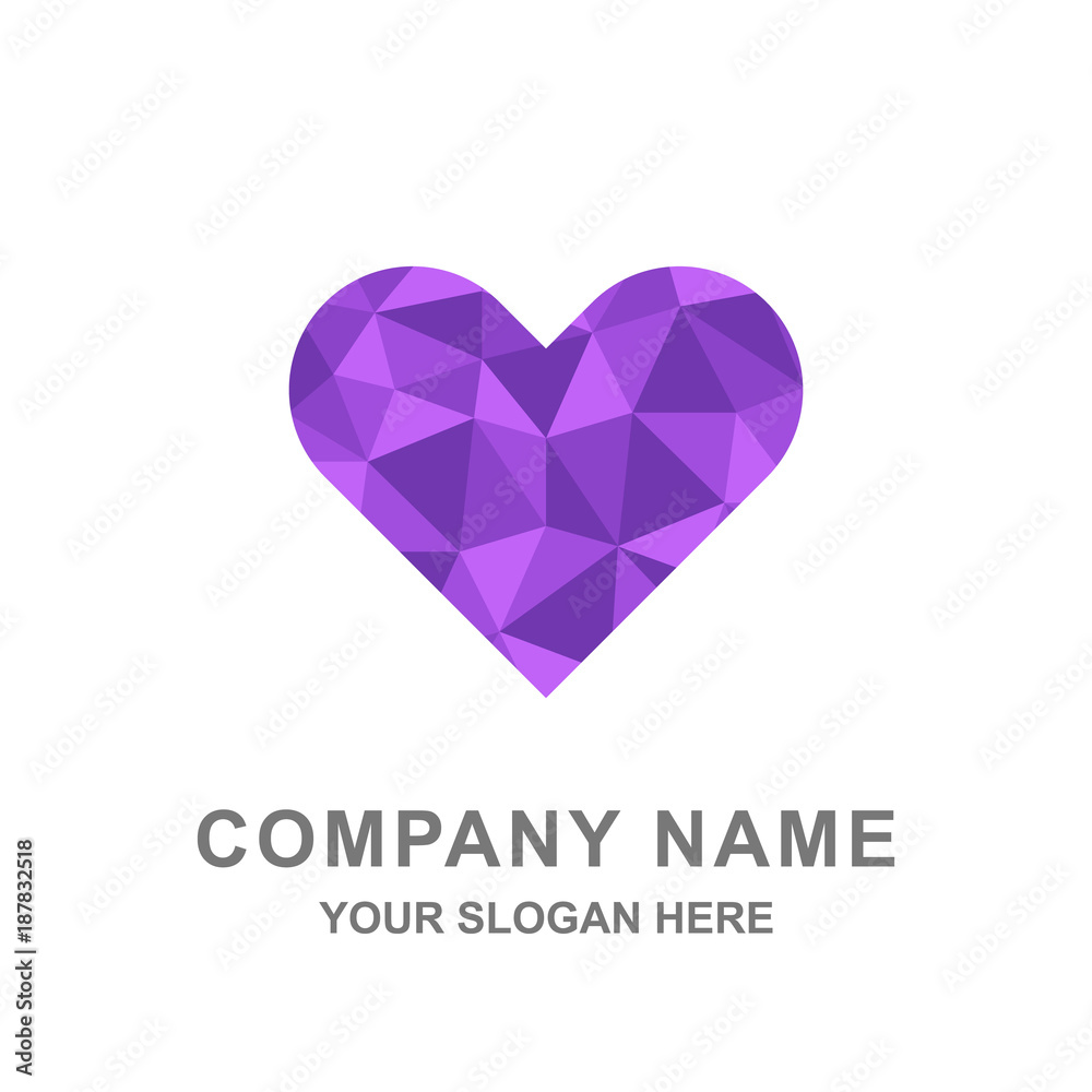 Purple Love Heart Symbol Polygon Style Vector Illustration Stock Vector ...