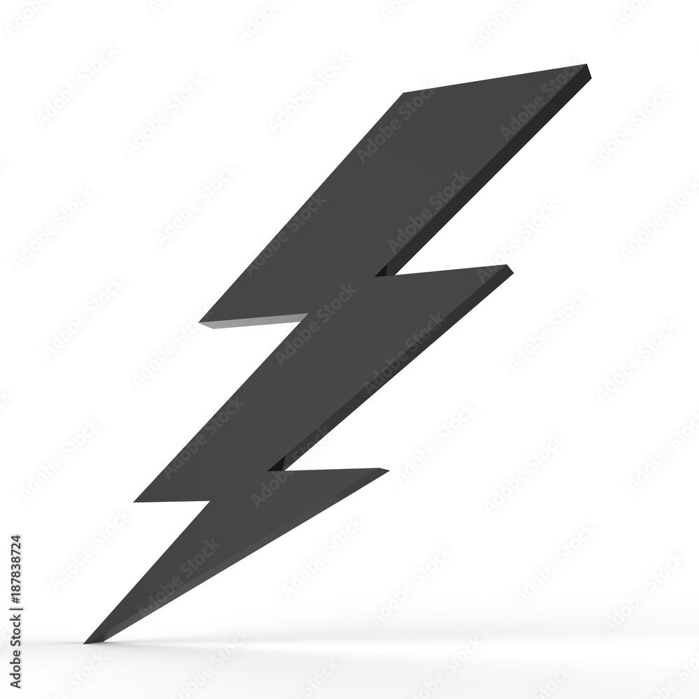 Lightning symbol on isolated white background, 3d illustration Stock ...
