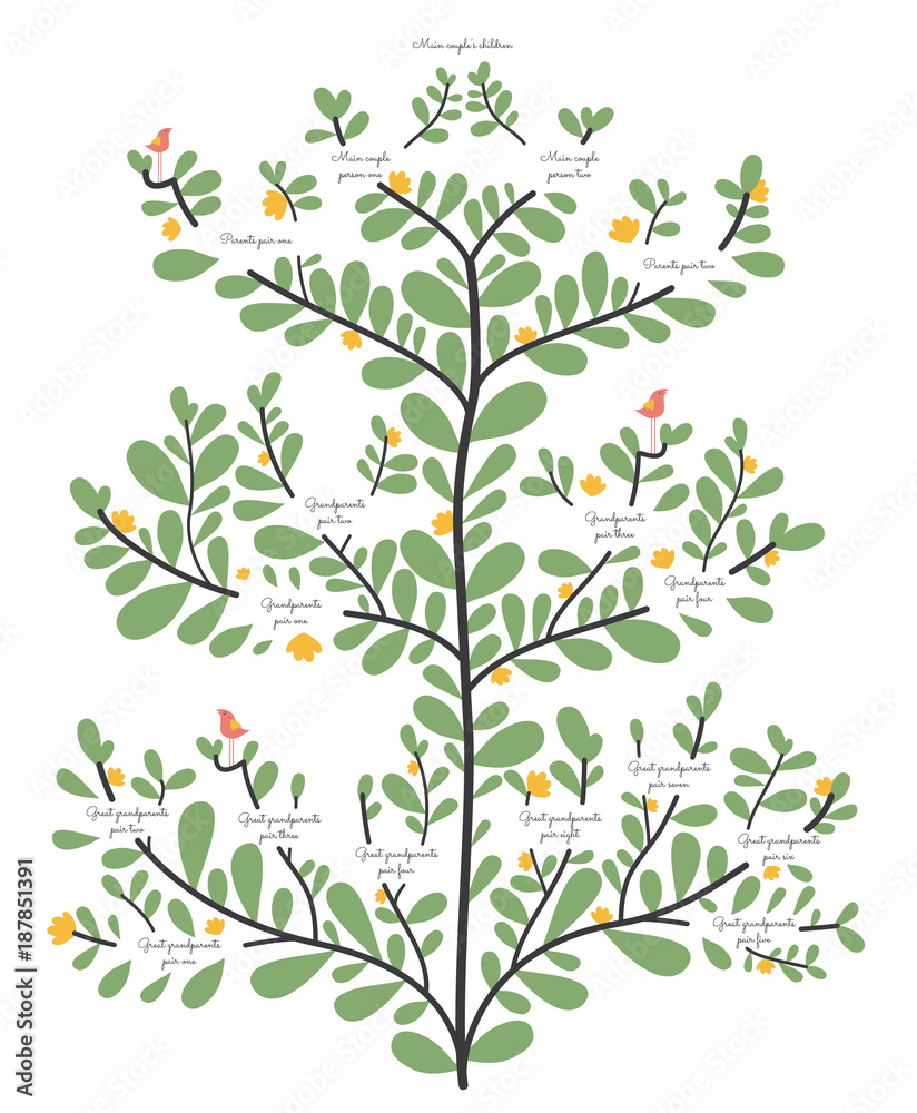 Family tree, ancestry line elegant organic illustrated vector template ...