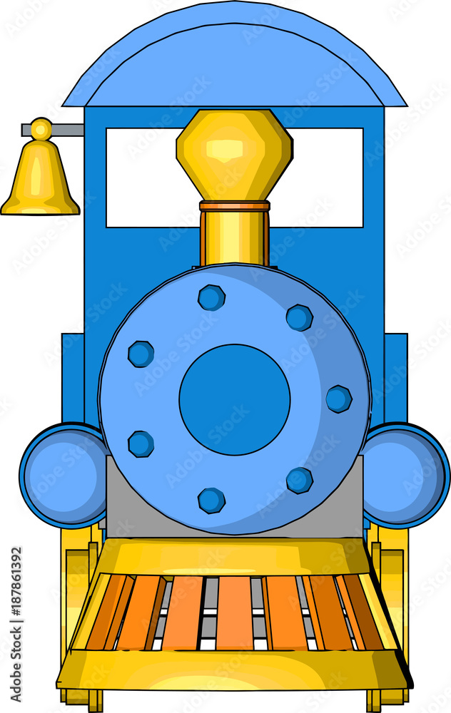 locomotive railway machinery cartoon style dove wheel orange different ...