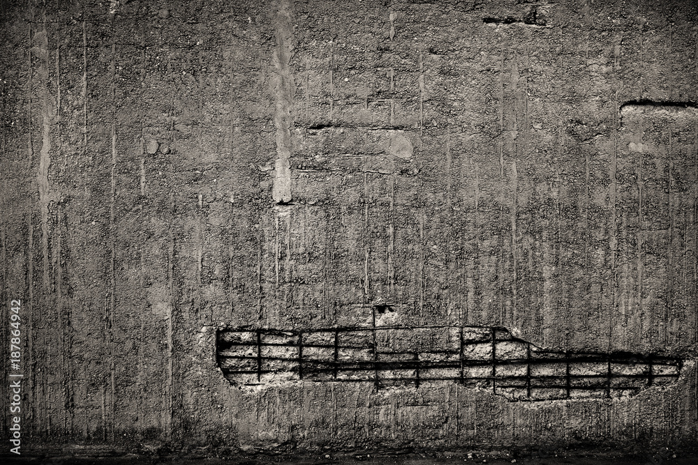 Poster Concrete devastated wall with visible rebar. – Wall Art | UkPosters