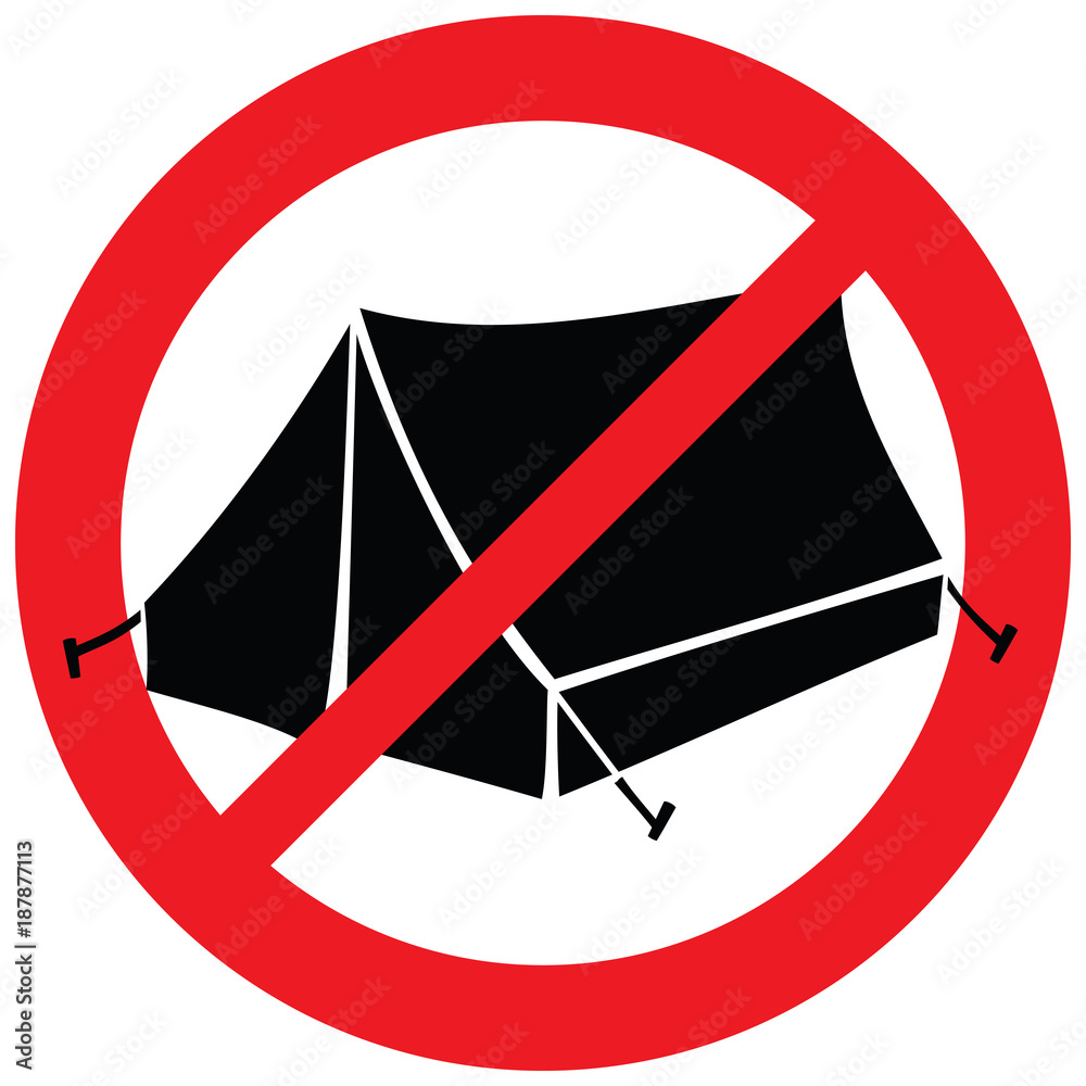 no camping sign (tents not allowed symbol, prohibition icon) Stock ...