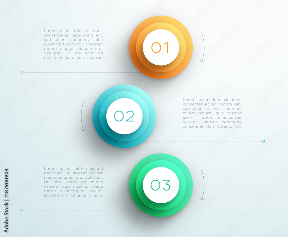 Number Bullet Points 1, 2, 3 Blue Orange Infographic Stock Vector ...