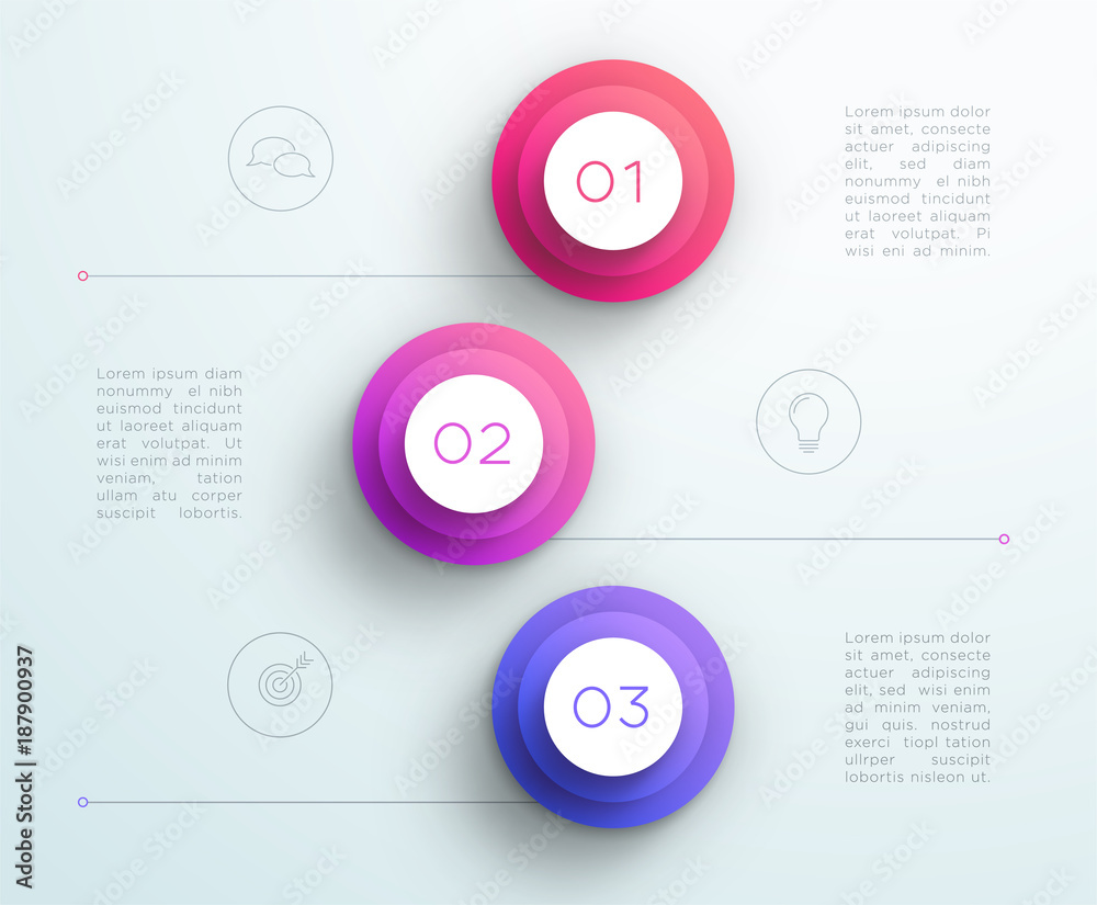 Number Bullet Points 1, 2, 3 Purple Infographic Stock Vector | Adobe Stock