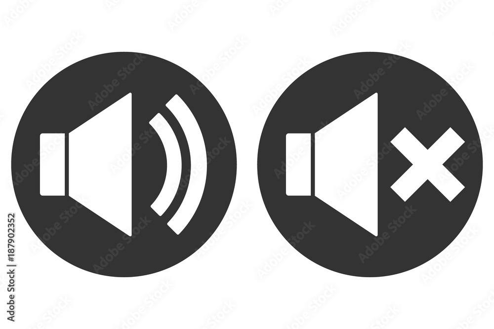 SOUND ON OFF sign. Loudspeaker icon in circle. Vector. Stock Vector ...