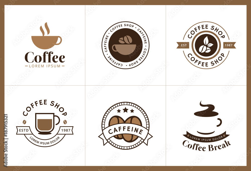 Set of Coffee logo and label. Set of vector coffee elements and coffee ...