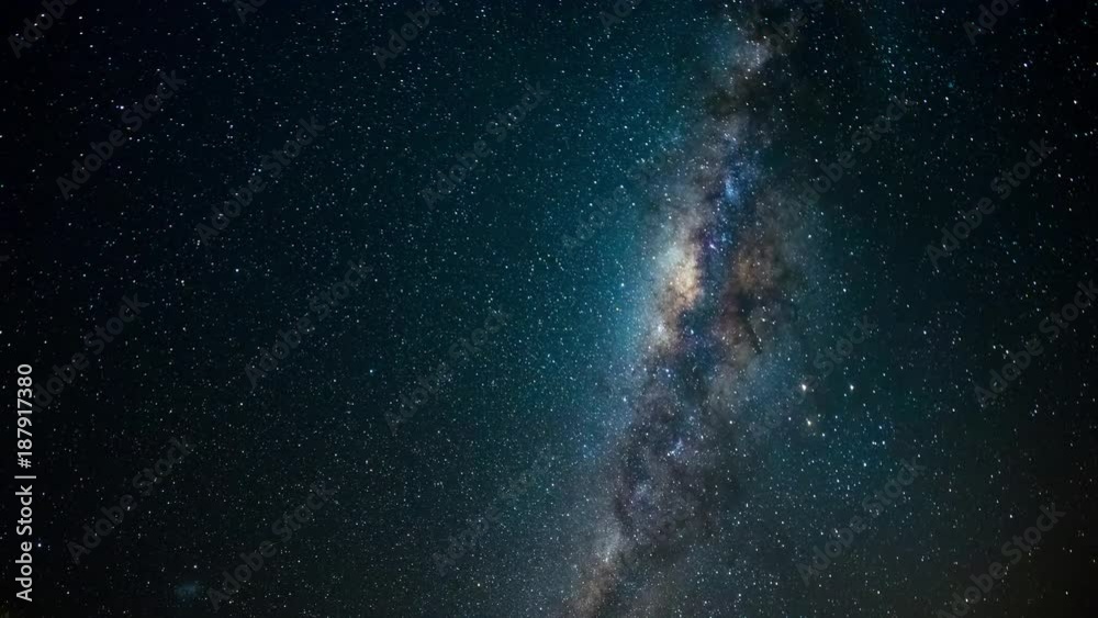 Vidéo Stock Milky Way time lapse and rotating starry sky, center close ...