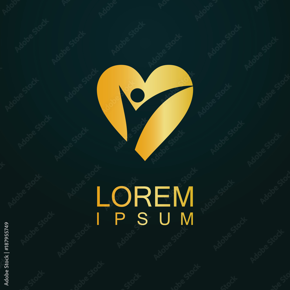gold love happy man logo Stock Vector | Adobe Stock