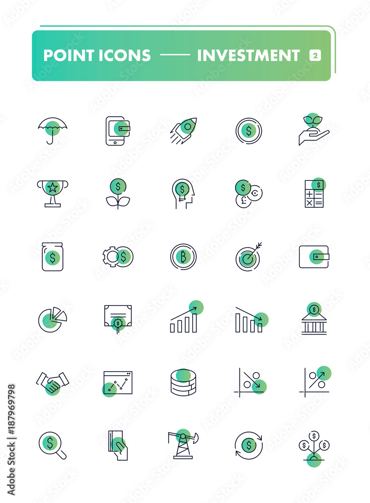 Set of 30 line icons. Investment Stock Vector | Adobe Stock