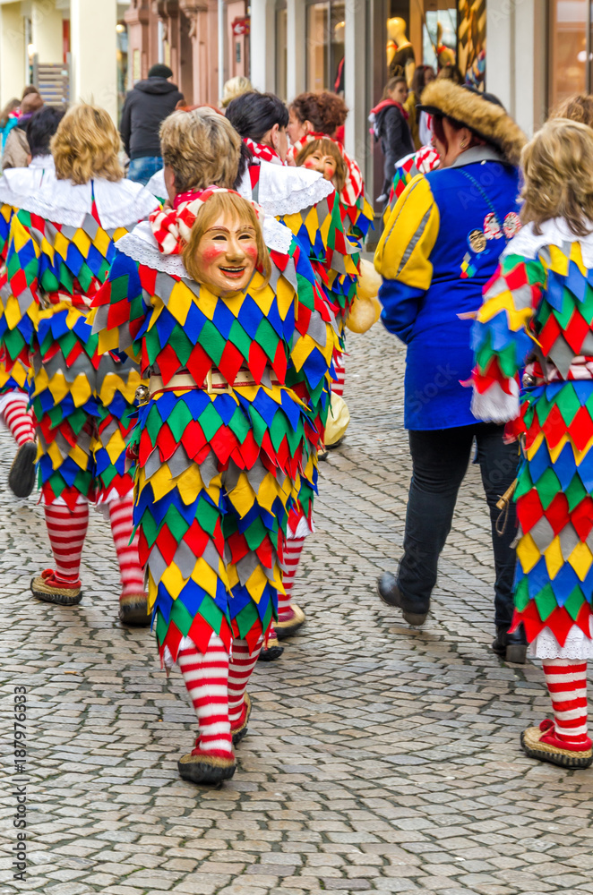 Carneval Fasnacht in the city of Lahr, Germany. Traditionally, the ...