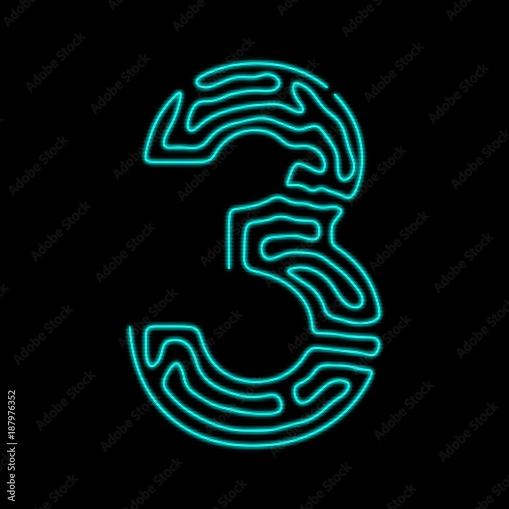 Sci-fi abstract alphbet.Cyberpunk. Tron font. Number 3 Stock ...