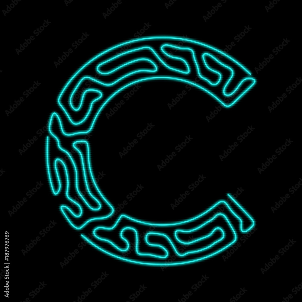 Sci-fi abstract alphbet.Cyberpunk. Tron font. Letter C Stock ...