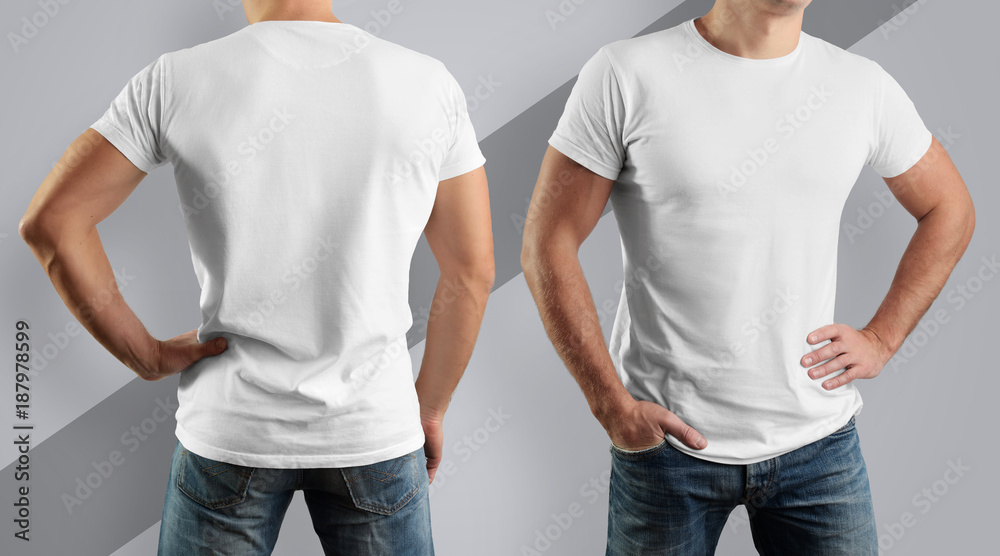 Mockup for the design of clothes. Young man, front view and back, Stock ...
