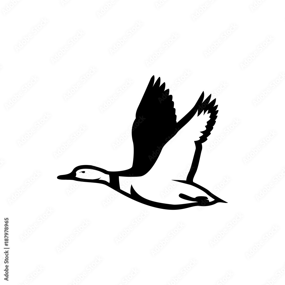 flying duck vector silhouette Stock Vector | Adobe Stock