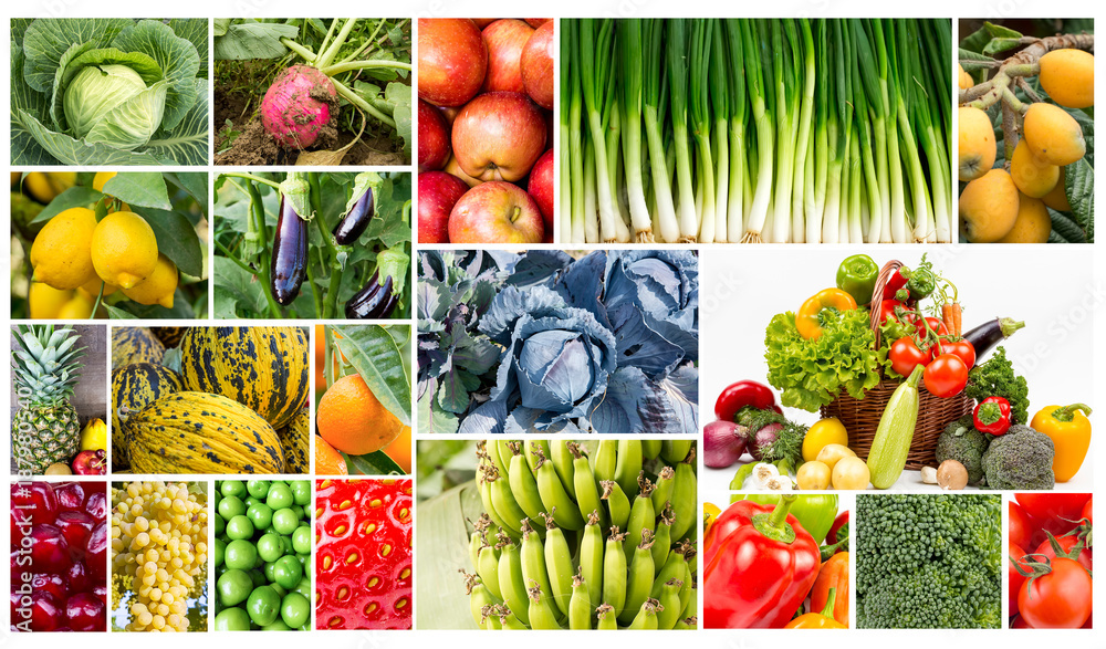 Meyve Ve Sebze Kolajı Stock Photo | Adobe Stock