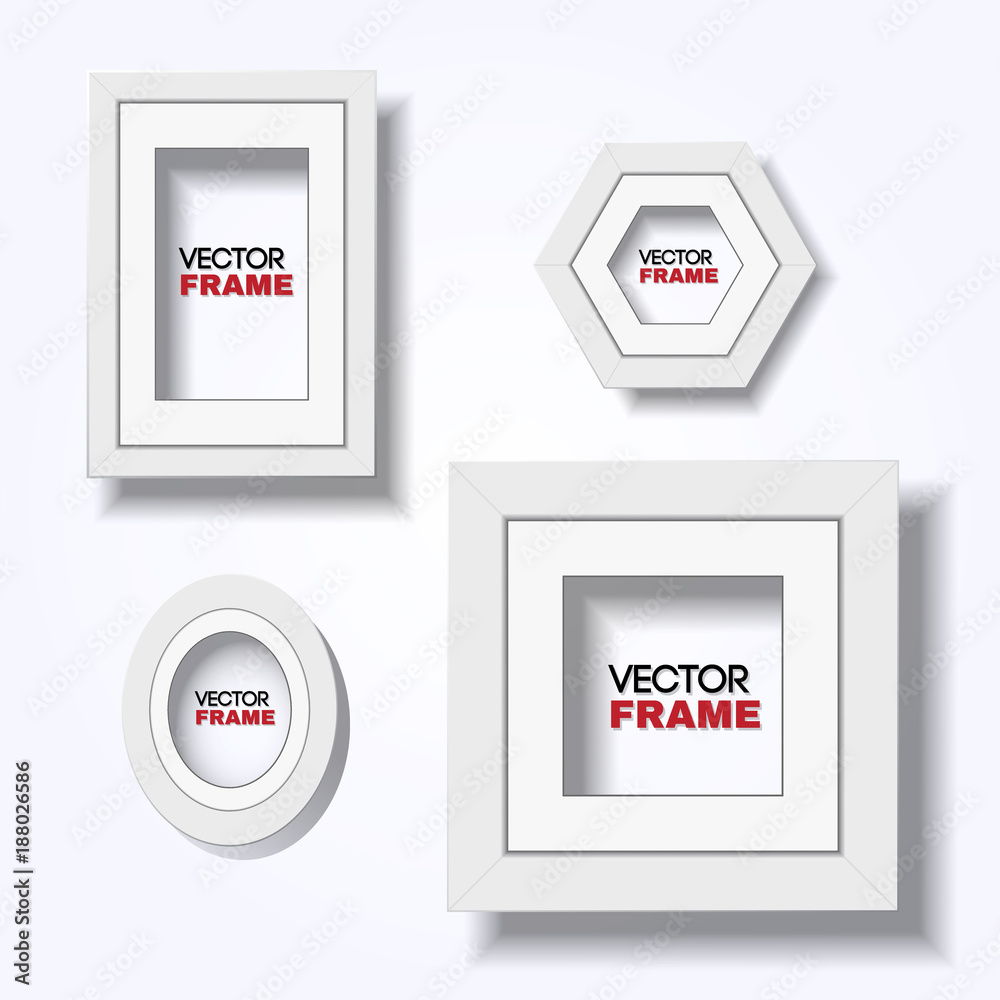 Set of realistic modern white certificate frames hanging on wall - A4 ...