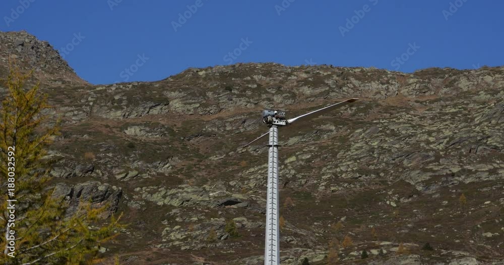 Wind power generator, Slow motion handheld view of a wind power machine ...