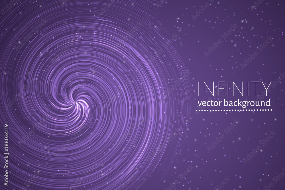 Ultra violet wavy space background. Glowing spiral cosmic banner ...