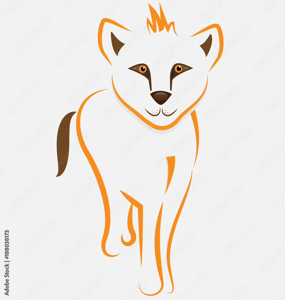 Gold baby lion line art vector symbol Stock Vector | Adobe Stock