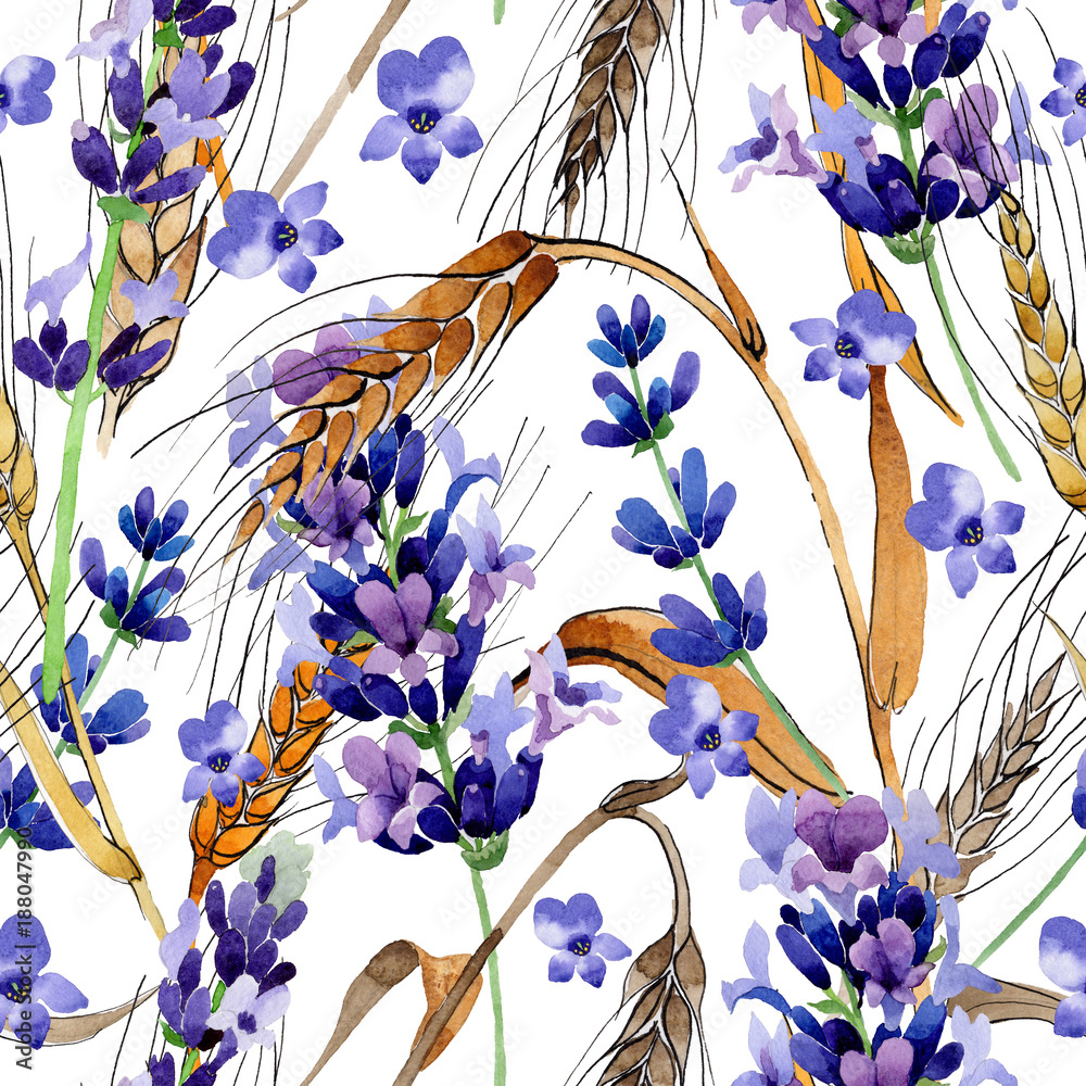 Wildflower spica flower pattern in a watercolor style. Full name of the ...