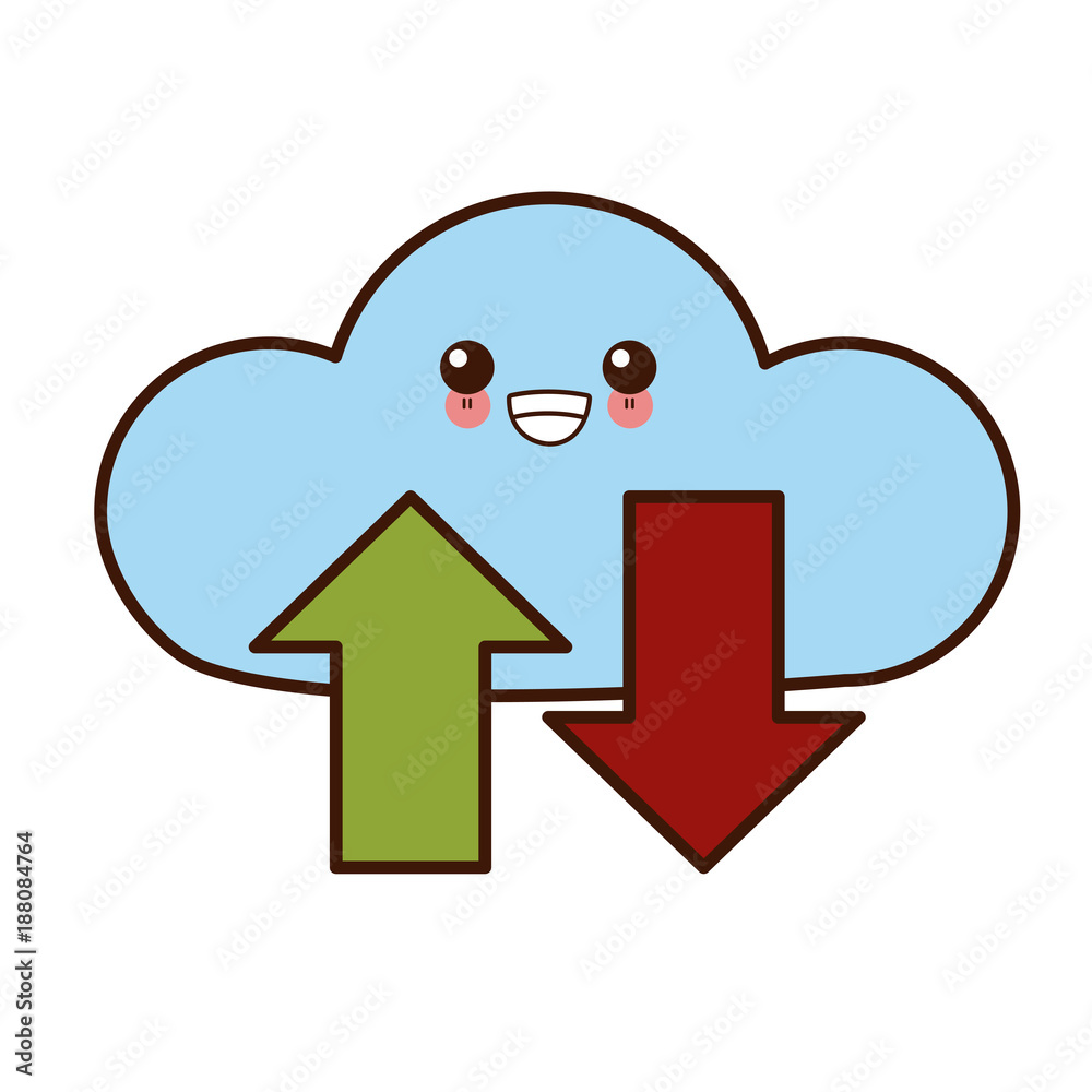 Cloud computing technology symbol cute kawaii cartoon vector ...