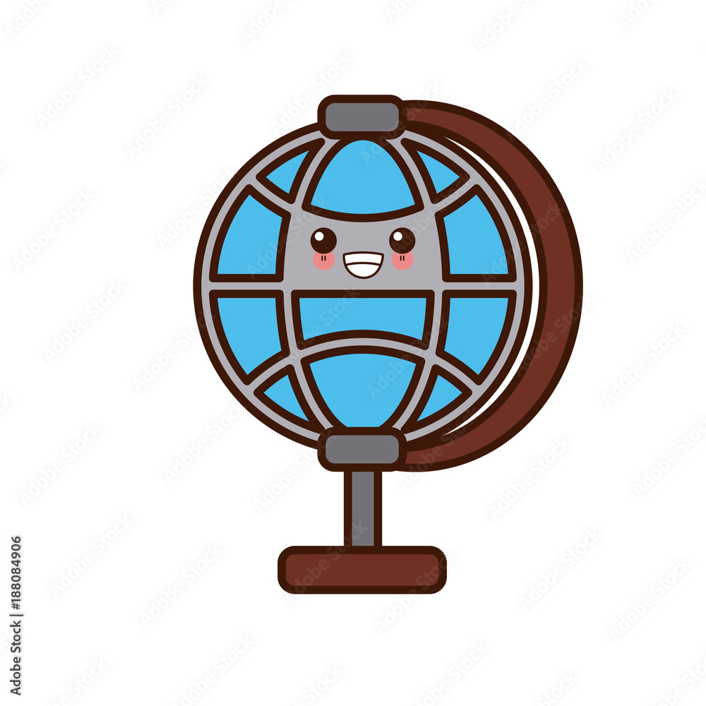 Global sphere symbol cute kawaii cartoon vector illustration design ...