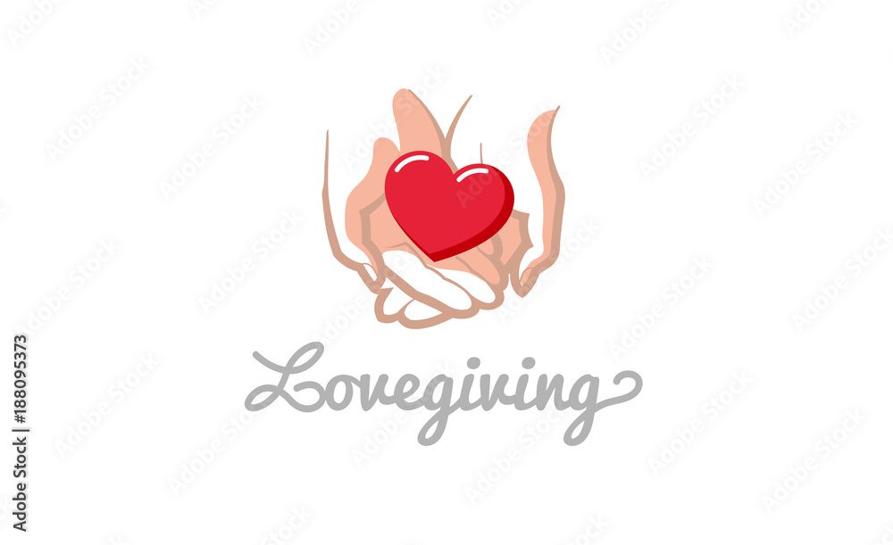 Love Giving Heart Love Hands Holding Logo Design Symbol Illustration ...
