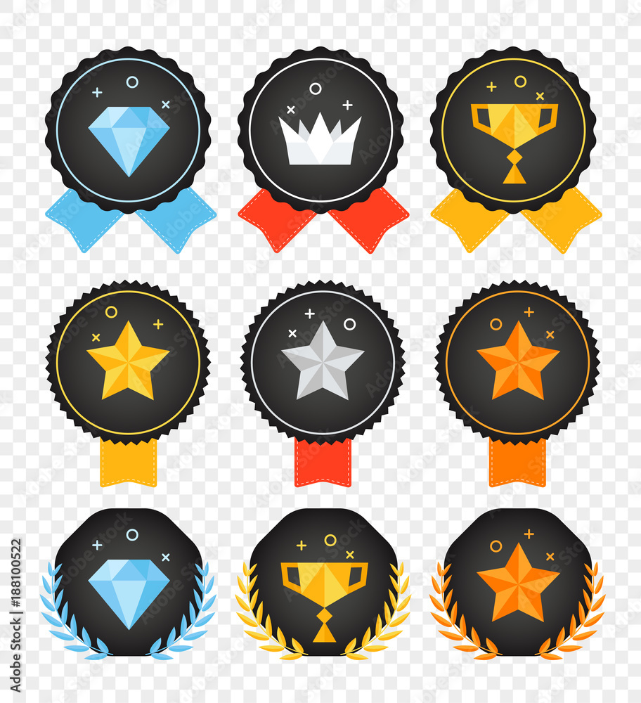 Vector color badges collection isolated on transparent background Stock ...