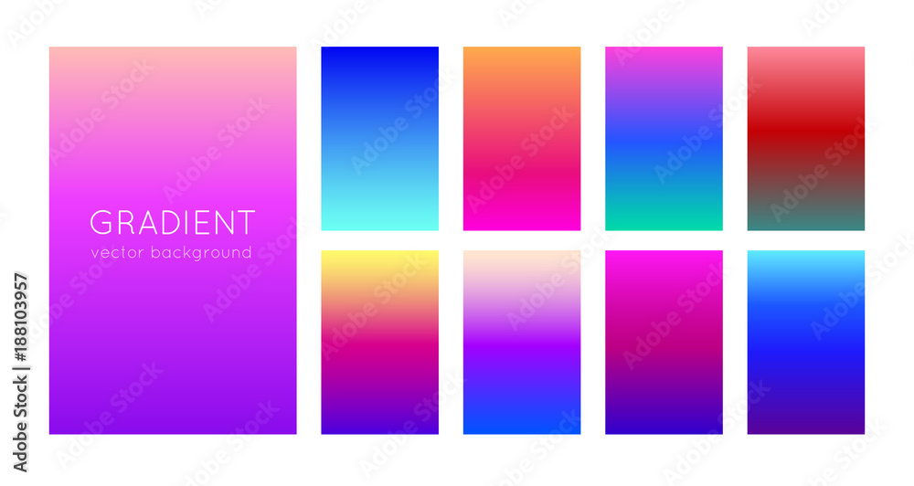 Abstract set of modern bright color gradient backgrounds and texture ...