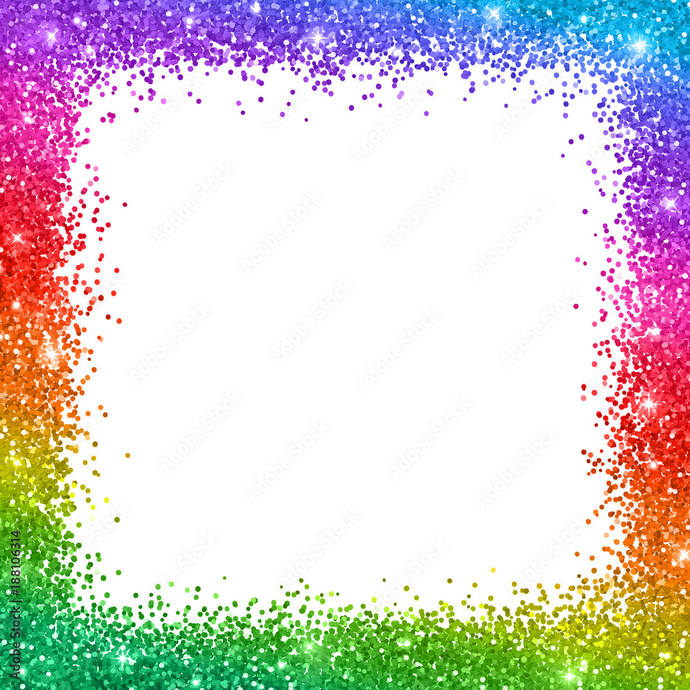 Mulicolor glitter border frame on white background. Vector Stock Vector ...
