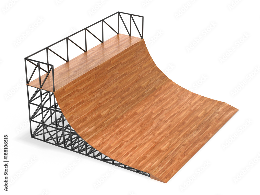 Quarter pipe ramp 3d rendering Stock Illustration | Adobe Stock