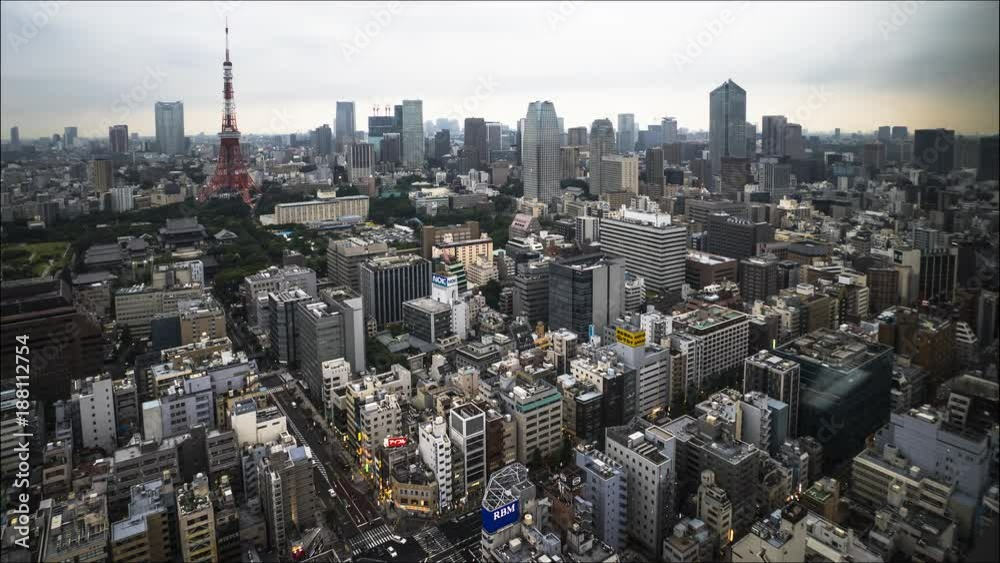 4K Day to Night Timelapse view of Tokyo city Tower Sunset Holy Grail ...