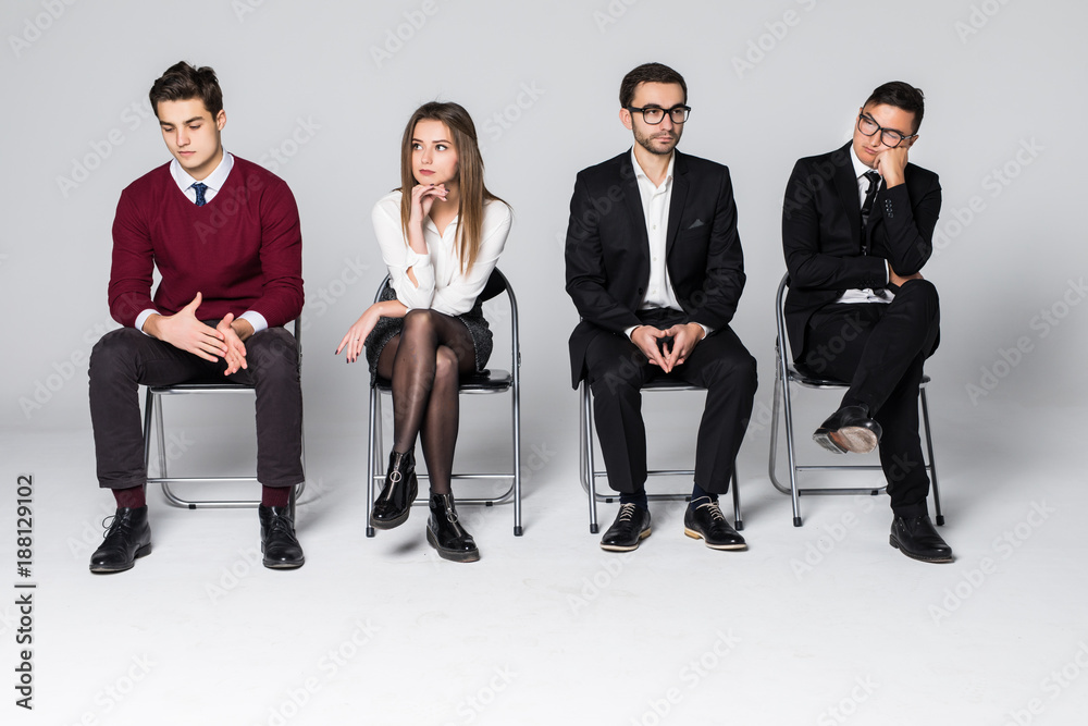 People Sitting White Background