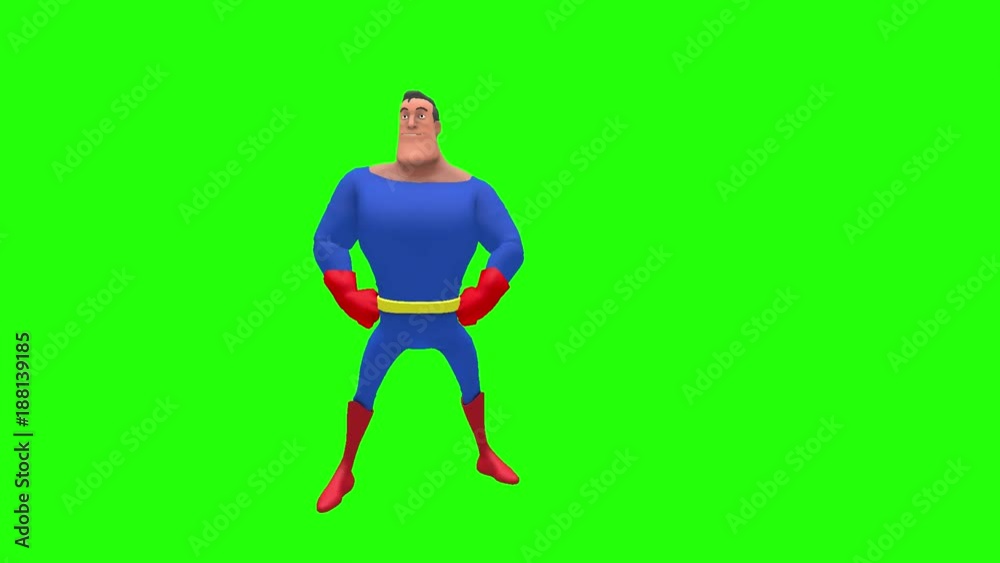 Happy funny animated superhero strongman cartoon character in front of ...