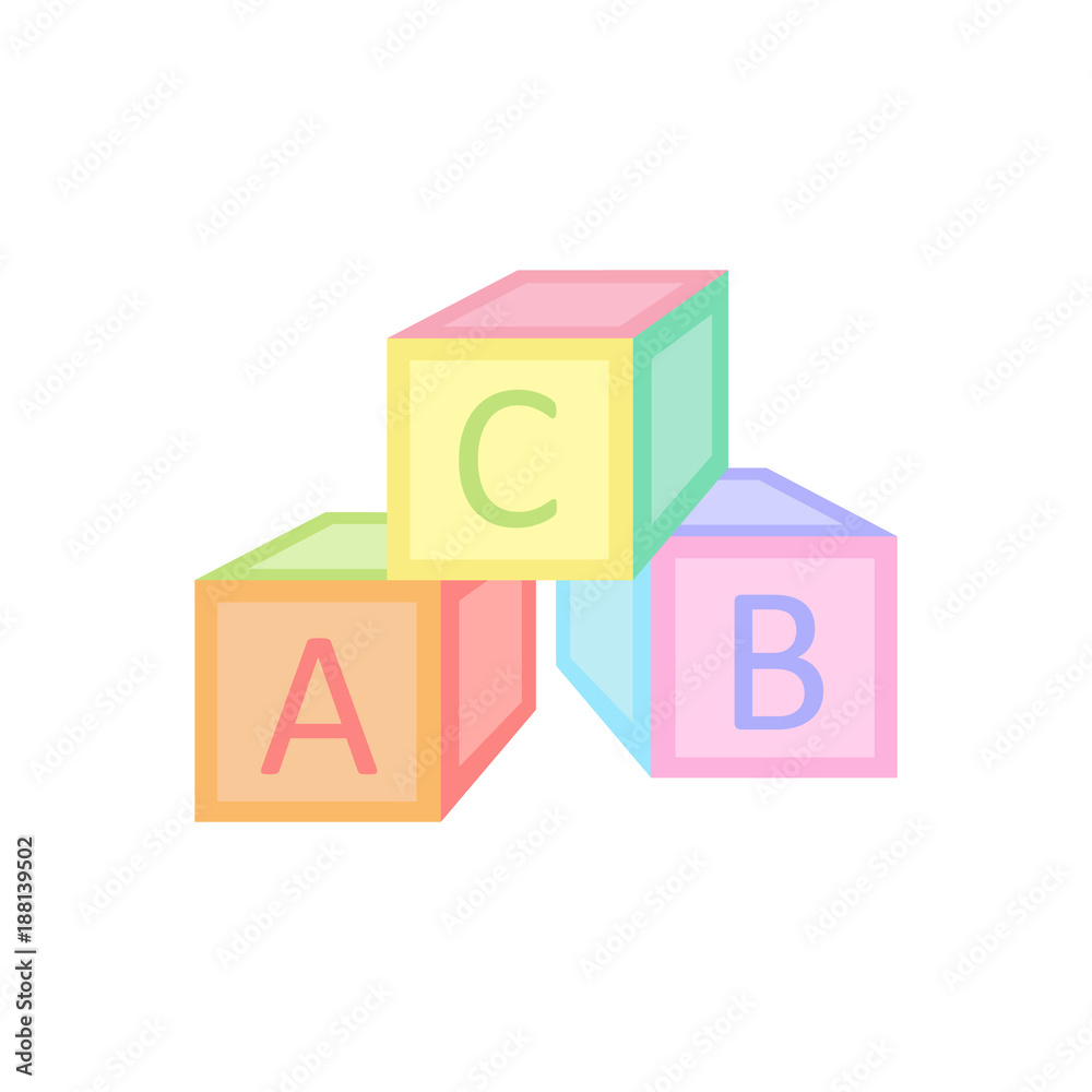 Baby cubes toy vector illustration graphic. Alphabet blocks in pastel ...