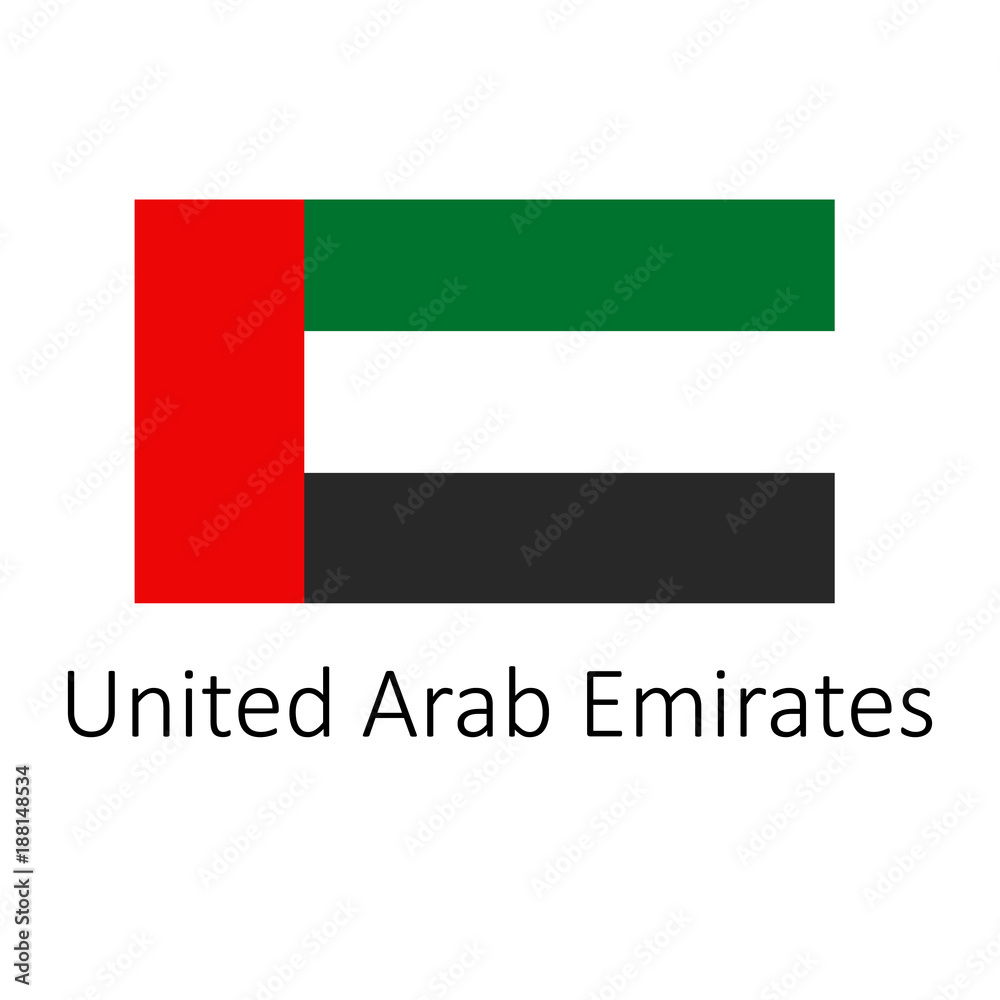 Flag of United Arab Emirates with name icon. Official colors and ...