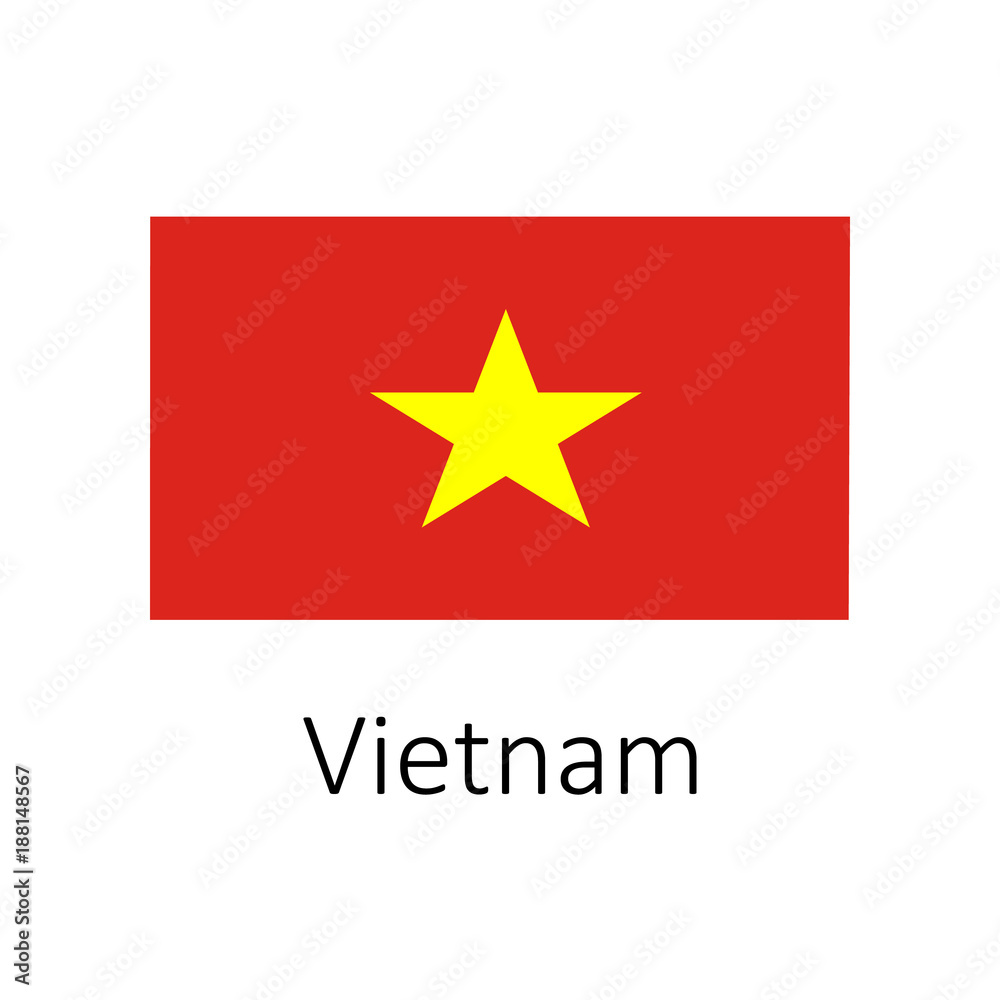 Flag of Vietnam with name icon. Official colors and proportion ...
