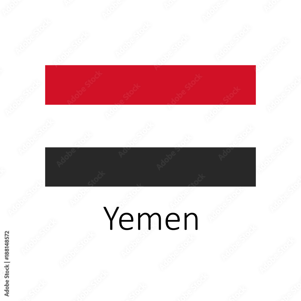 Flag of Yemen with name icon. Official colors and proportion correctly. National Yemen Flag ...
