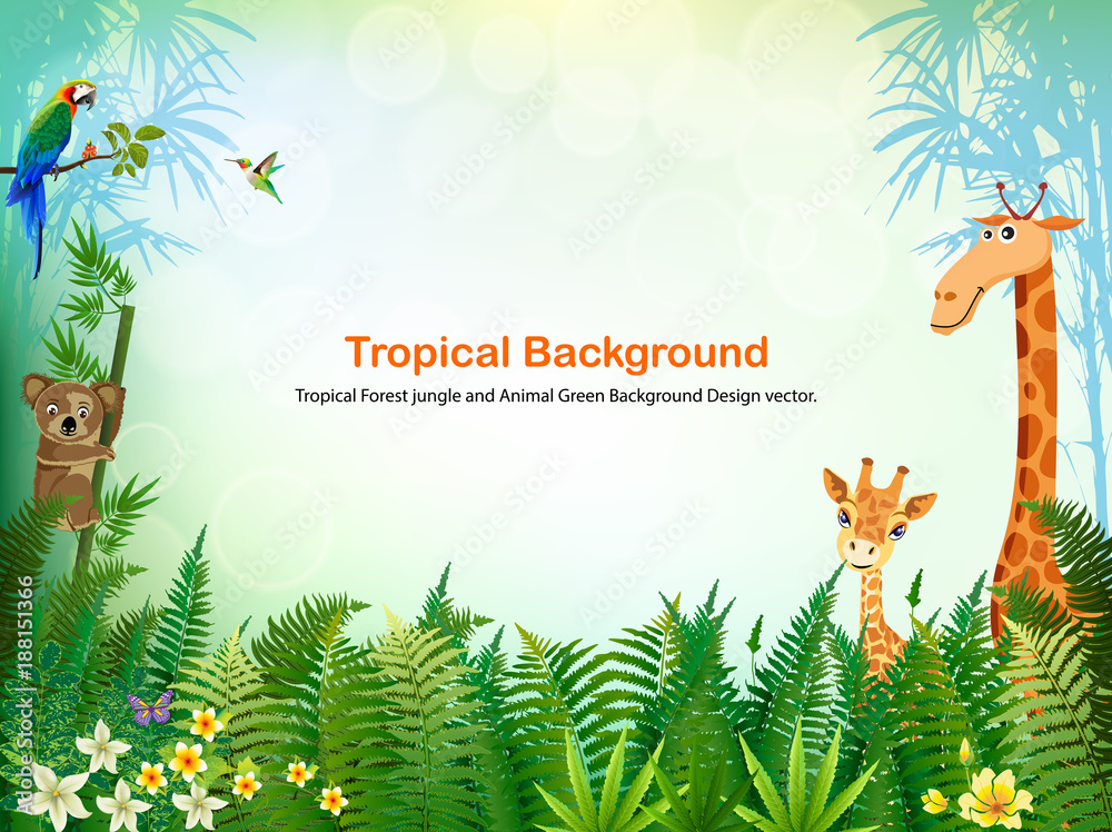 Jungle or Zoo Themed Animal Background Stock Vector | Adobe Stock