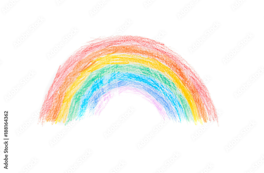 Pencil drawing of rainbow on white background Stock Photo | Adobe Stock