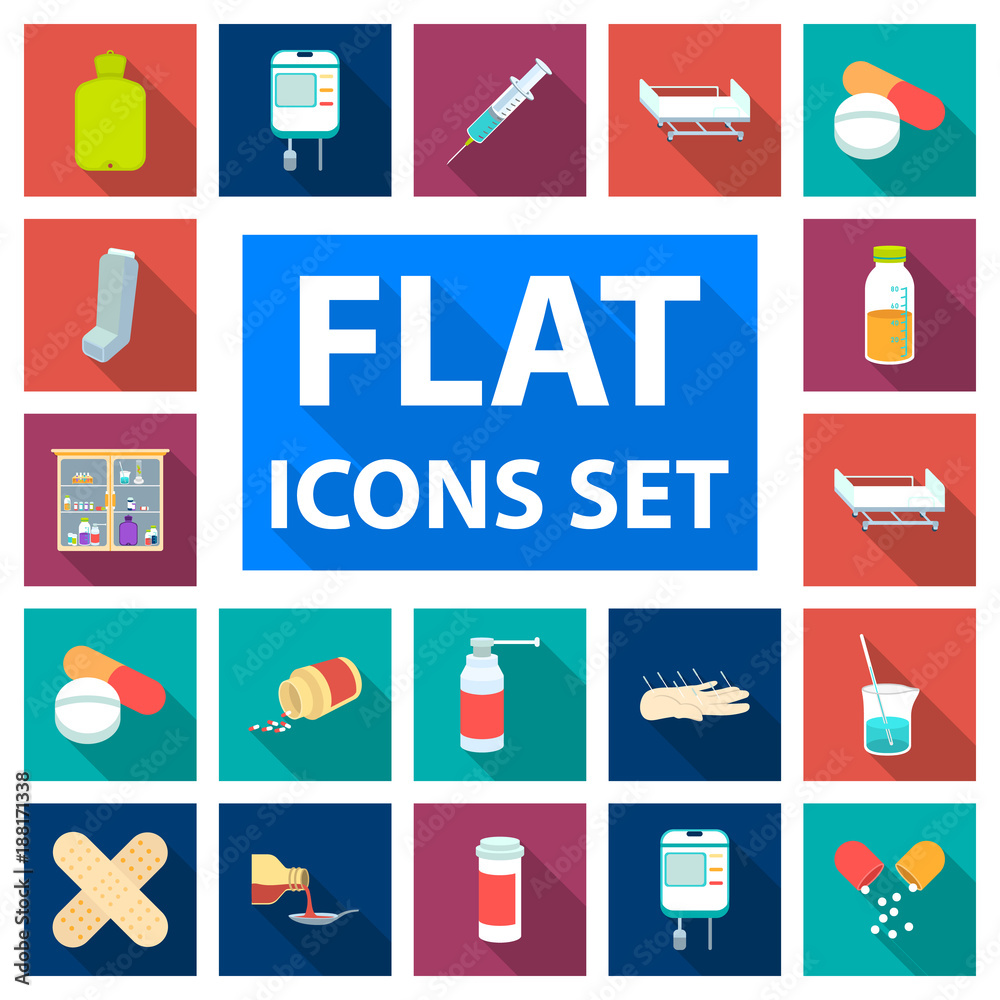 Medicine and treatment flat icons in set collection for design ...
