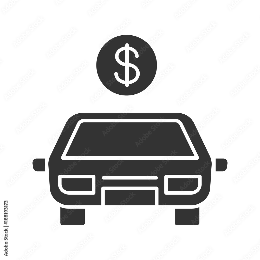Car with dollar sign glyph icon Stock Vector | Adobe Stock