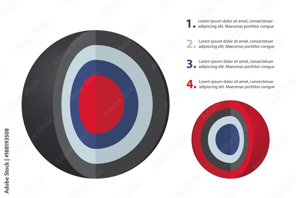 Spherical diagram consisting of 4 layers. Infographic set for ...