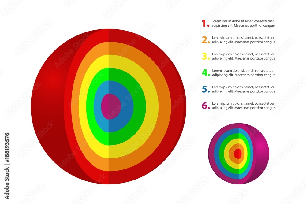 Spherical diagram consisting of 6 layers. Infographic set for ...