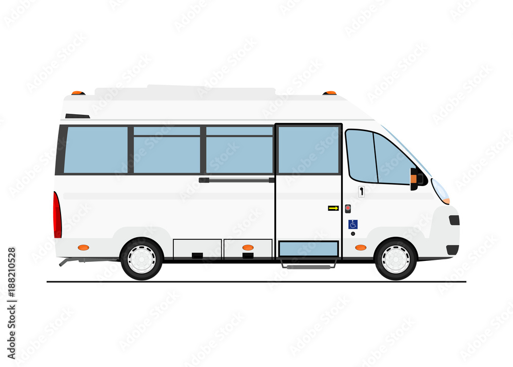 Cartoon bus. Side view. Flat vector. Stock Vector | Adobe Stock