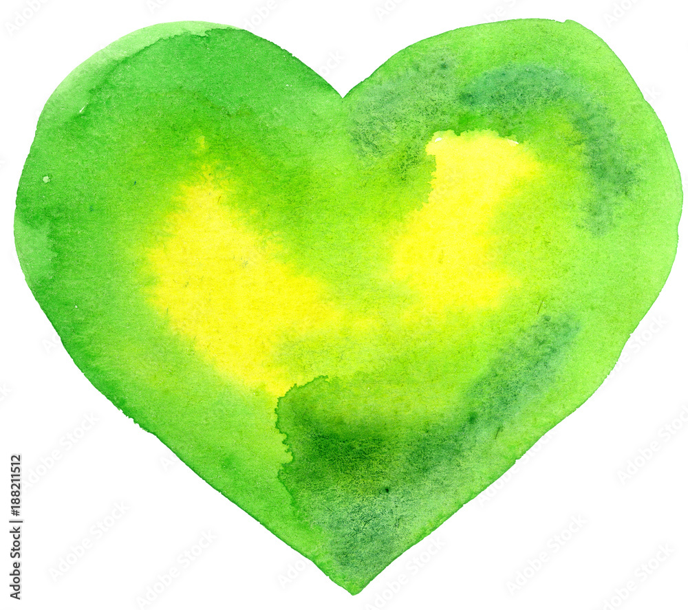 watercolor green heart Stock Illustration | Adobe Stock