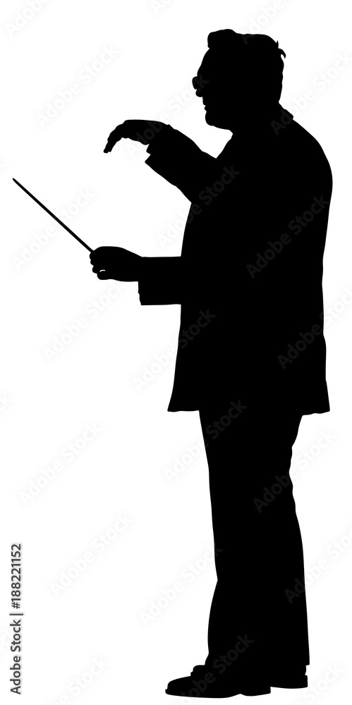 Music conductor vector silhouette illustration isolated on white ...