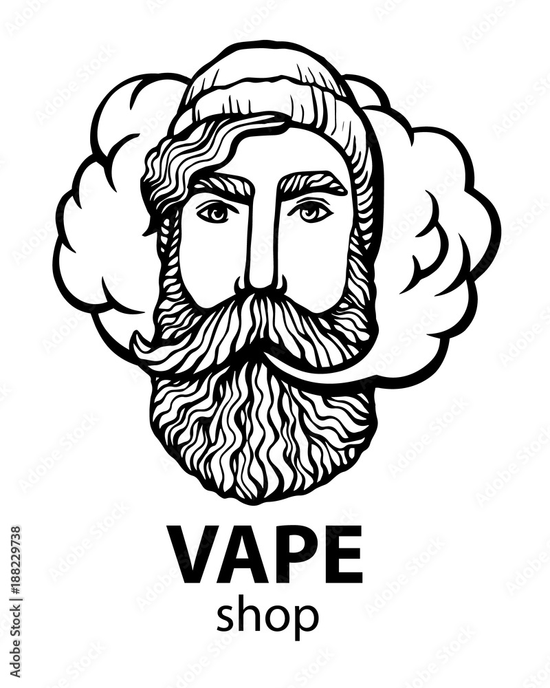 Hipster with vape and cloud. isolated vaper men on black vector ...